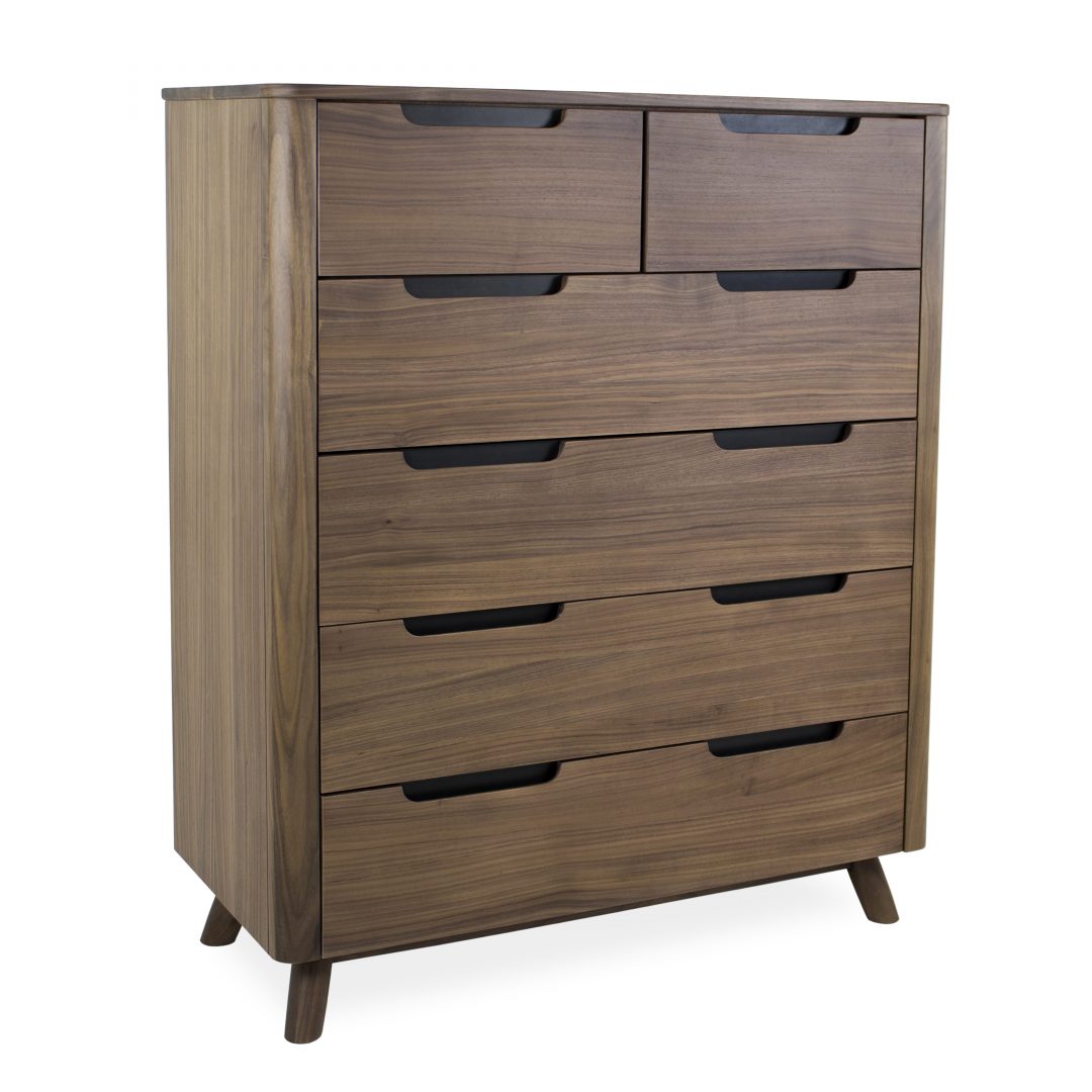 Tahoe Walnut Wood 5-Drawer High Chest | ScanDesigns Furniture