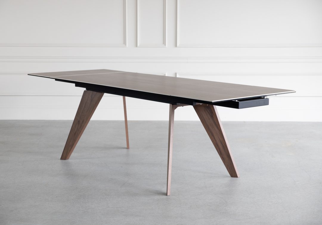 Piccolo Round Ceramic Dining Table | Pleated Wood Base Design ...