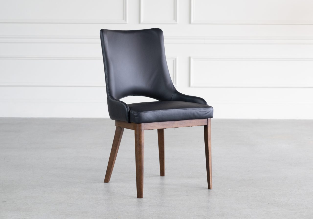 Modena Leather Dining Chair with Wood Legs | ScanDesigns Furniture