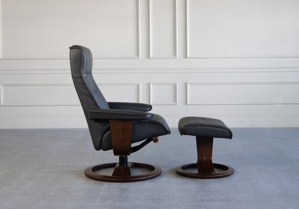 Bravo Leather Recliner with Ottoman | ScanDesigns Furniture