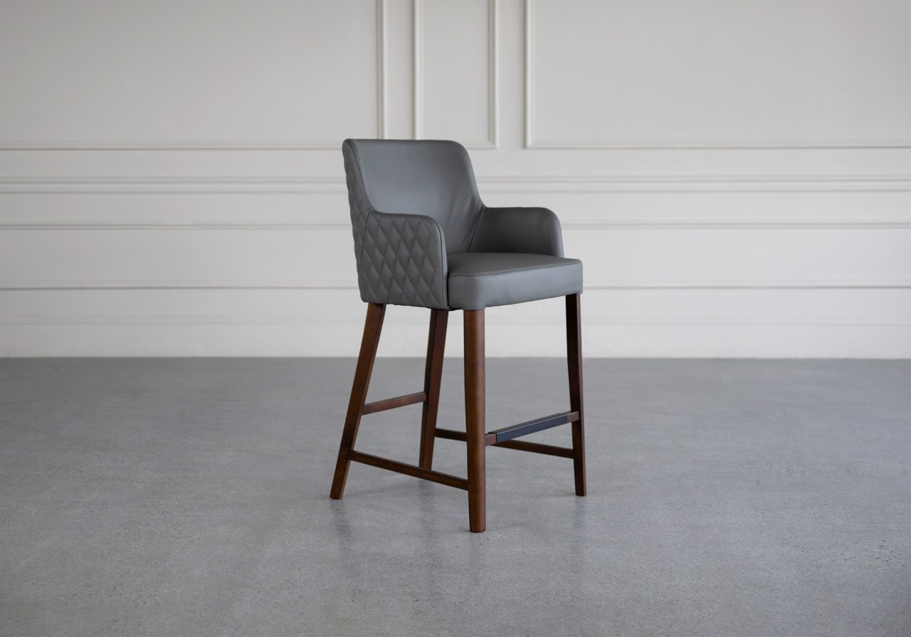 Selena Leather Counter Stool with Arms | ScanDesigns Furniture