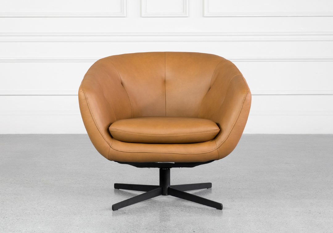 Cardiff Modern Leather Swivel Chair | Leather Accent Chair ...