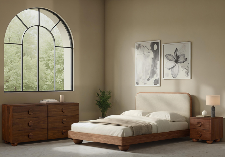 Erie Platform King Bed with Upholstered Headboard | ScanDesigns Furniture